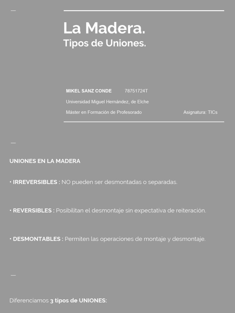 Tipos de Uniones | PDF | Tornillo | Madera