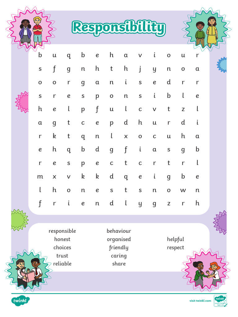 T TP 1682937721 Responsibility Word Search Ver 2 | PDF | Self ...