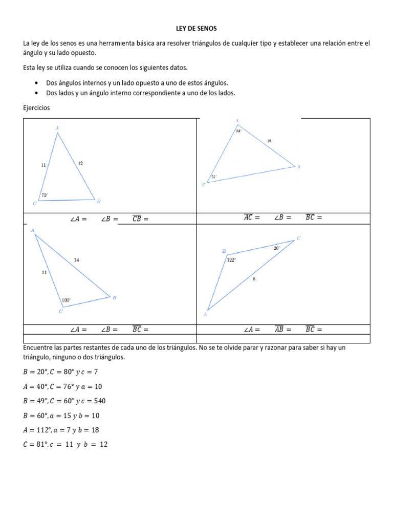 1 - Ley de Senos | PDF