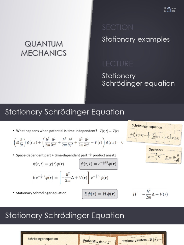 03 Solving Stationary Examples Pdf Wave Function Schrödinger Equation 