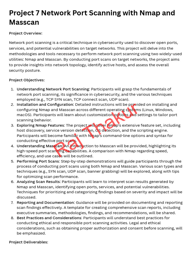Project 7 Network Port Scanning | PDF | Port (Computer Networking ... Project 7 Network Port Scanning | PDF | Port (Computer Networking ...