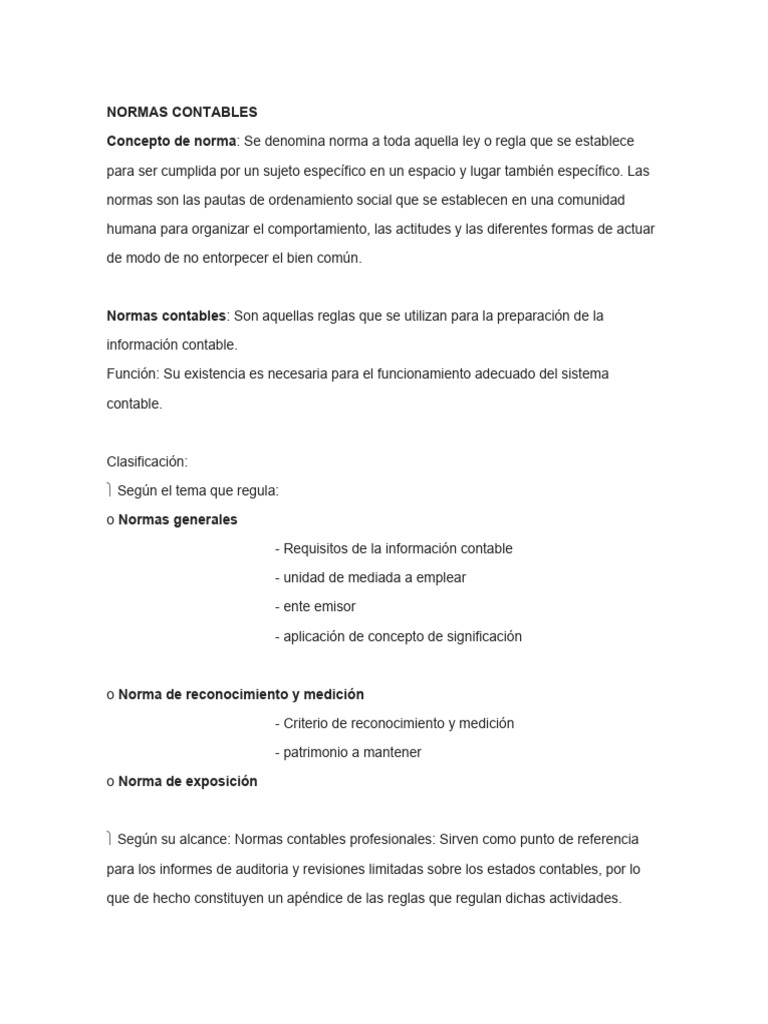 NORMAS CONTABLES | PDF | Contabilidad | Valor neto