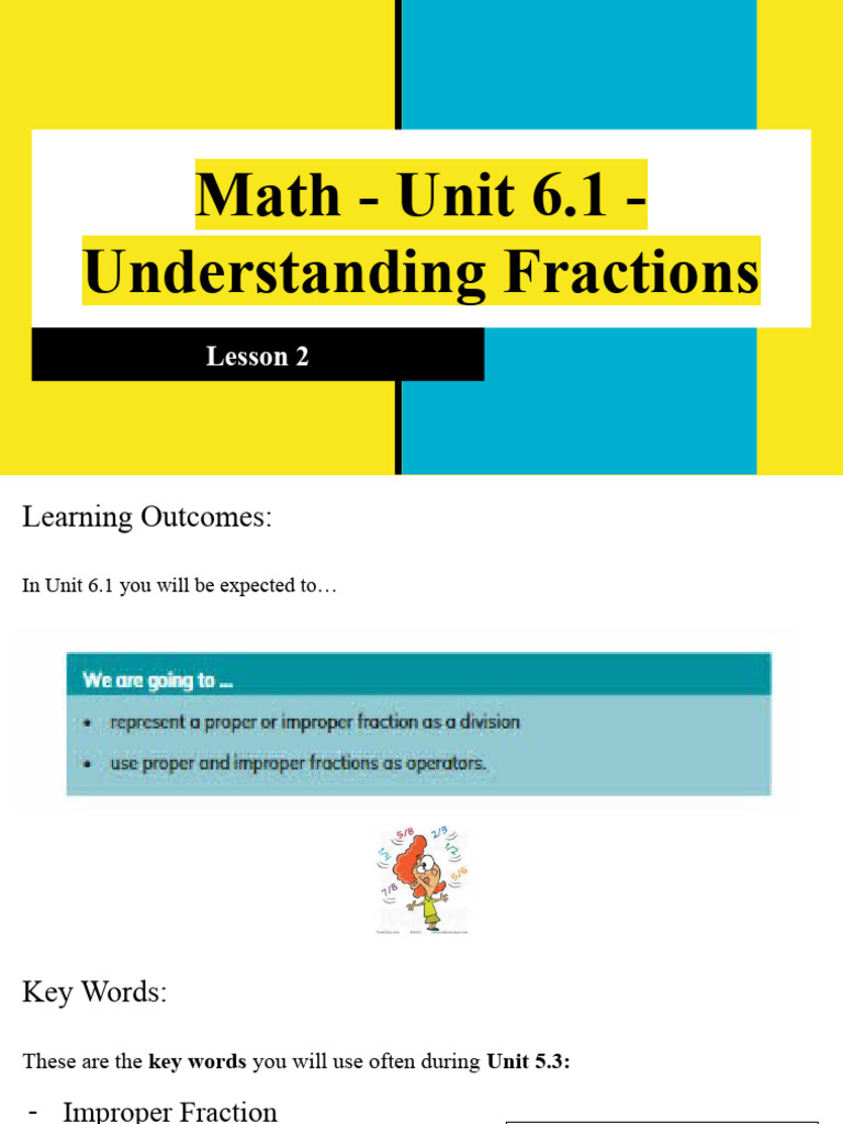 Math - Unit 6.1 - Understanding Fractions - Lesson 2-1 | PDF ...