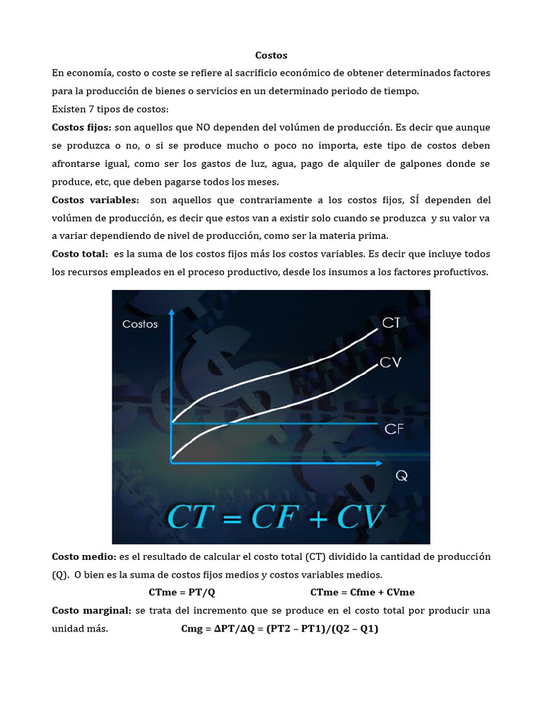 Costos de producción | Descargar gratis PDF | Costo marginal | Negocios ...
