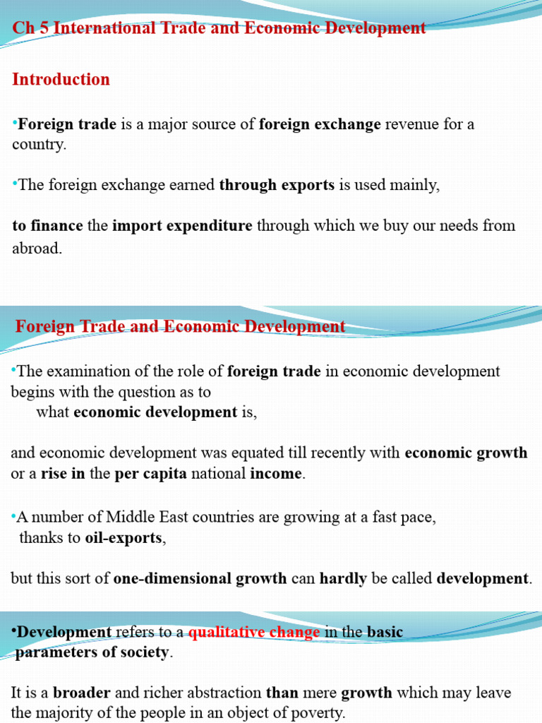 Devt Econ II PPT 5.1 | PDF | Trade | Exports