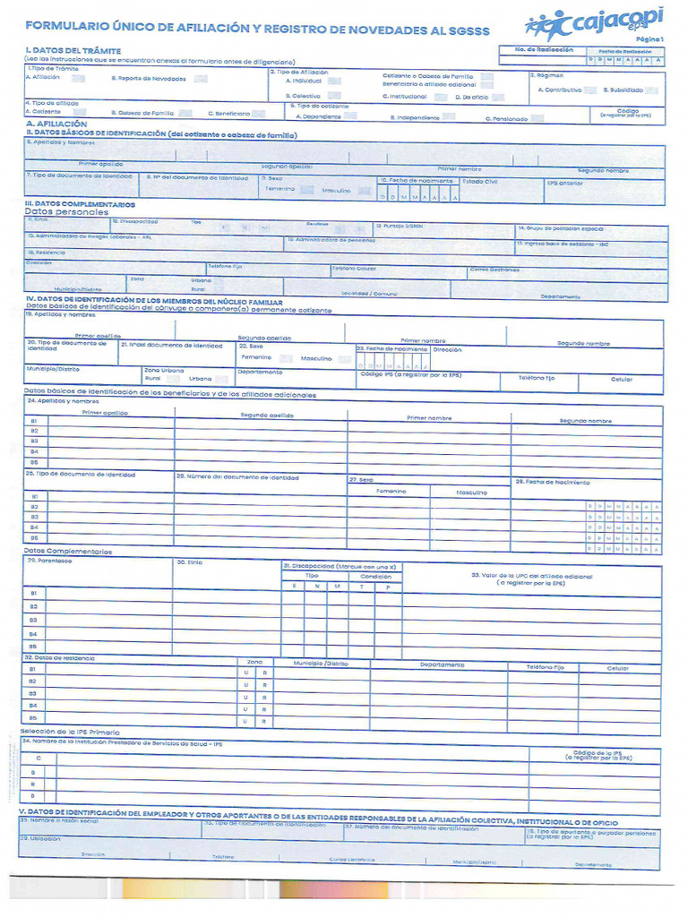 Formulario Cajacopi | PDF