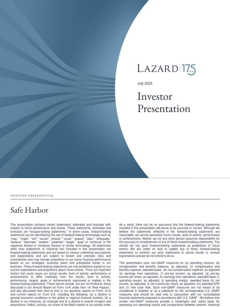 Lazard Investor Insights | PDF | Investing | Mergers And Acquisitions