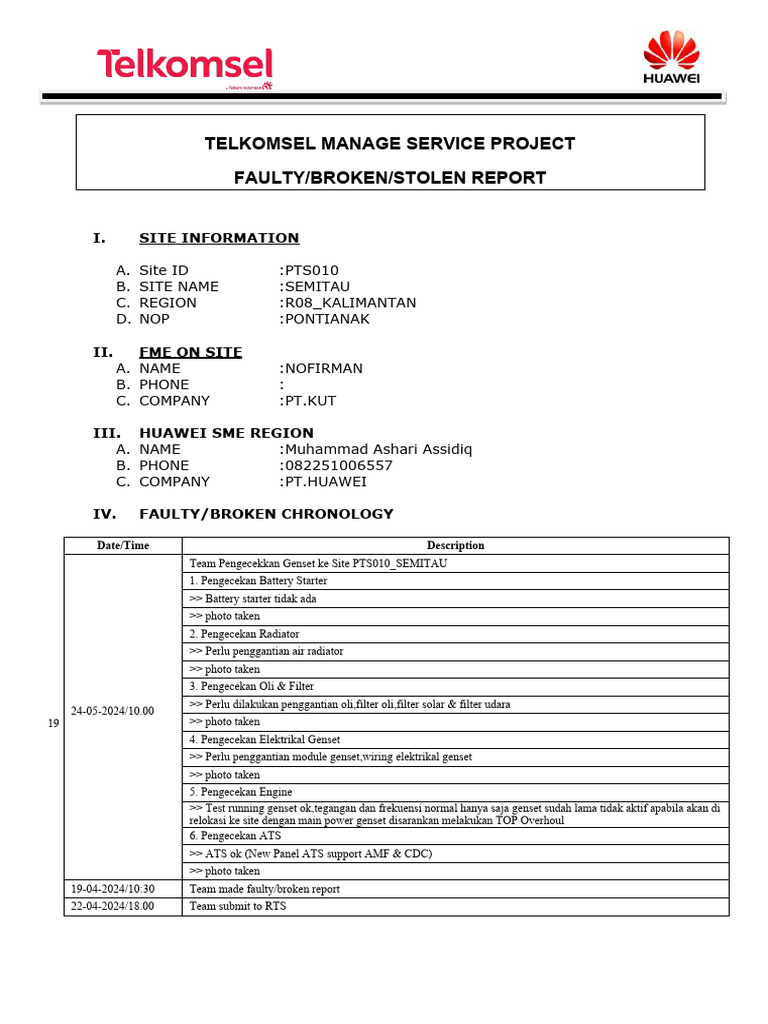 Draft Faulty - Broken Report PTS010 - SEMITAU | PDF | Energy Technology ...
