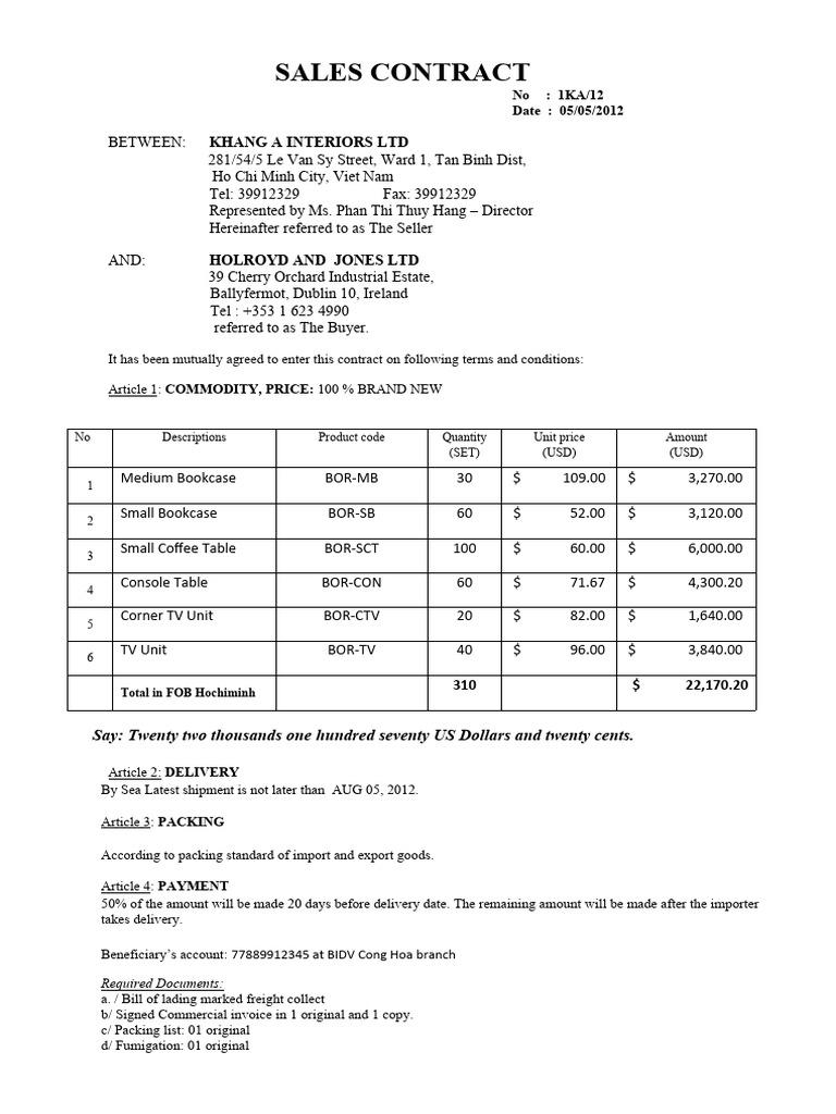 Sales Contract | PDF | Business Law | Private Law