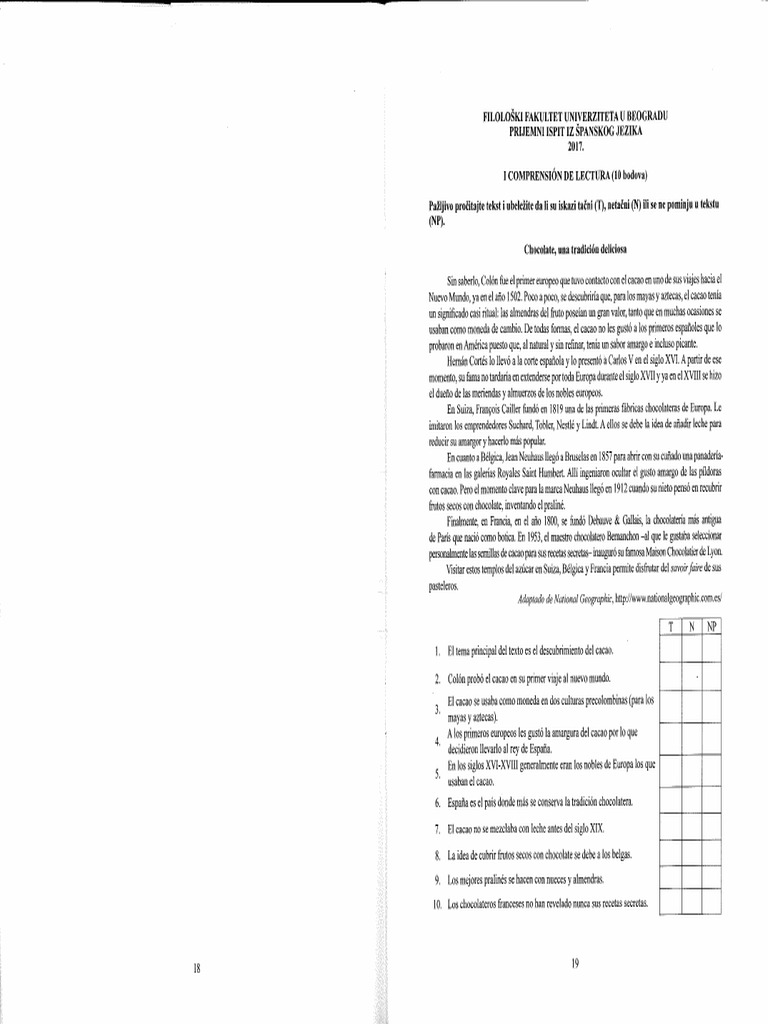 Spanski - Prijemni Testovi | PDF