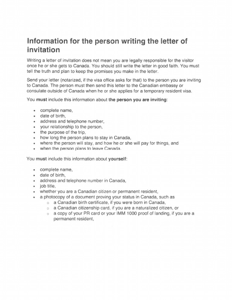 Invitation Letter Information | PDF