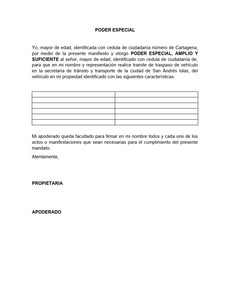 Poder Traspaso Moto | PDF