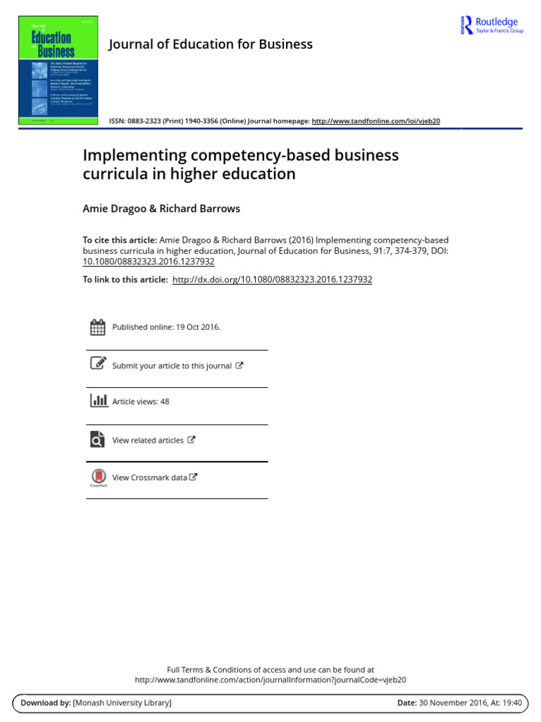 Implementing competency-based business curricula in higher education ...