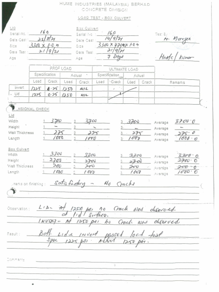 3700x2700 Load Test Report - 14092021 | PDF