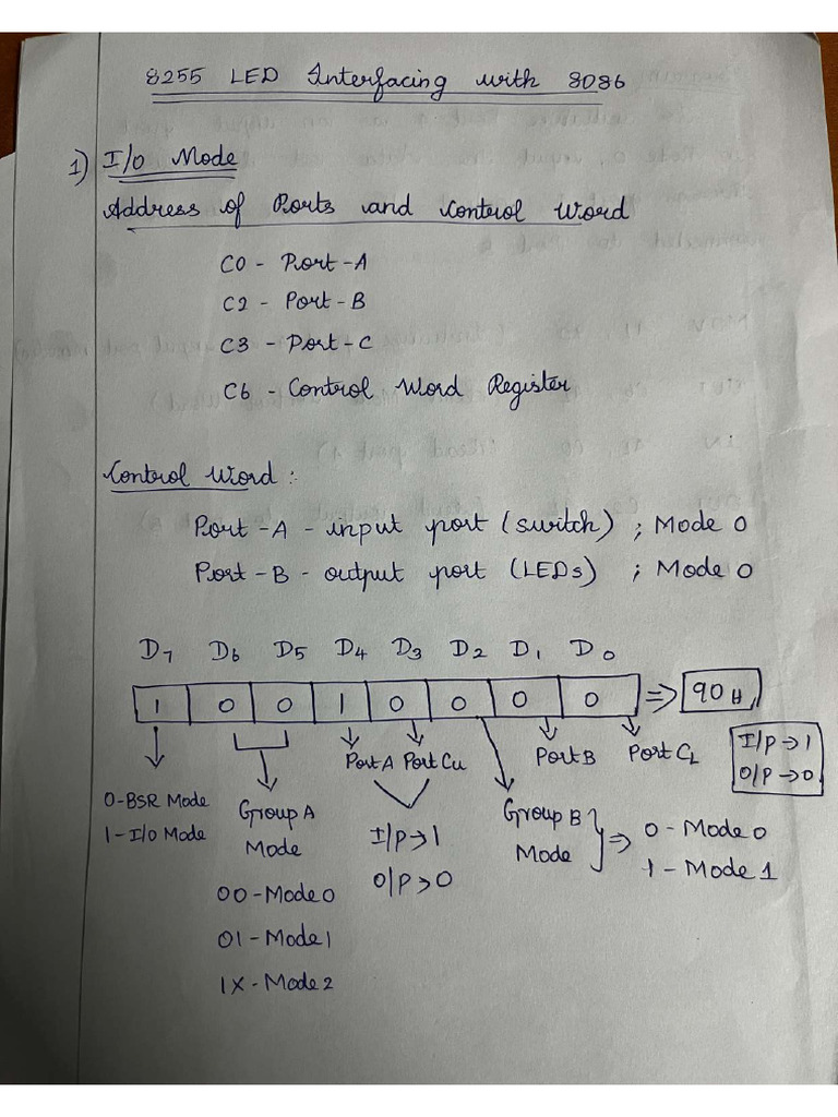8255 LED Interfacing With 8086 | PDF