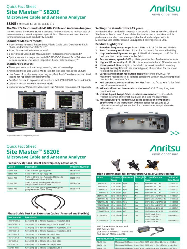 Anritsu S820E Microwave Sitemaster 25MHz To 20GHz | PDF | Microwave ...