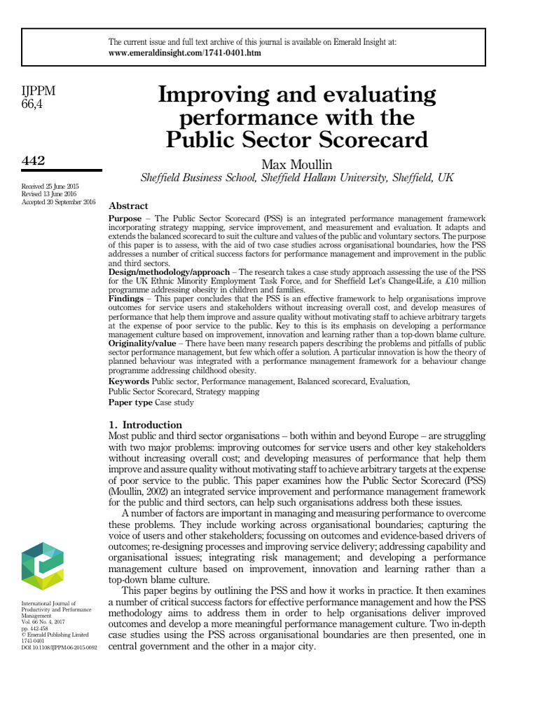 Moullin - 2017 - Improving and evaluating performance with the Public ... Moullin - 2017 - Improving and evaluating performance with the Public ...