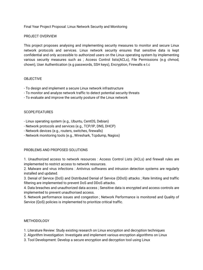 Anise Kolawole Lucky (0546) Final Year Proposal On Linux Network Security | PDF | Security ...