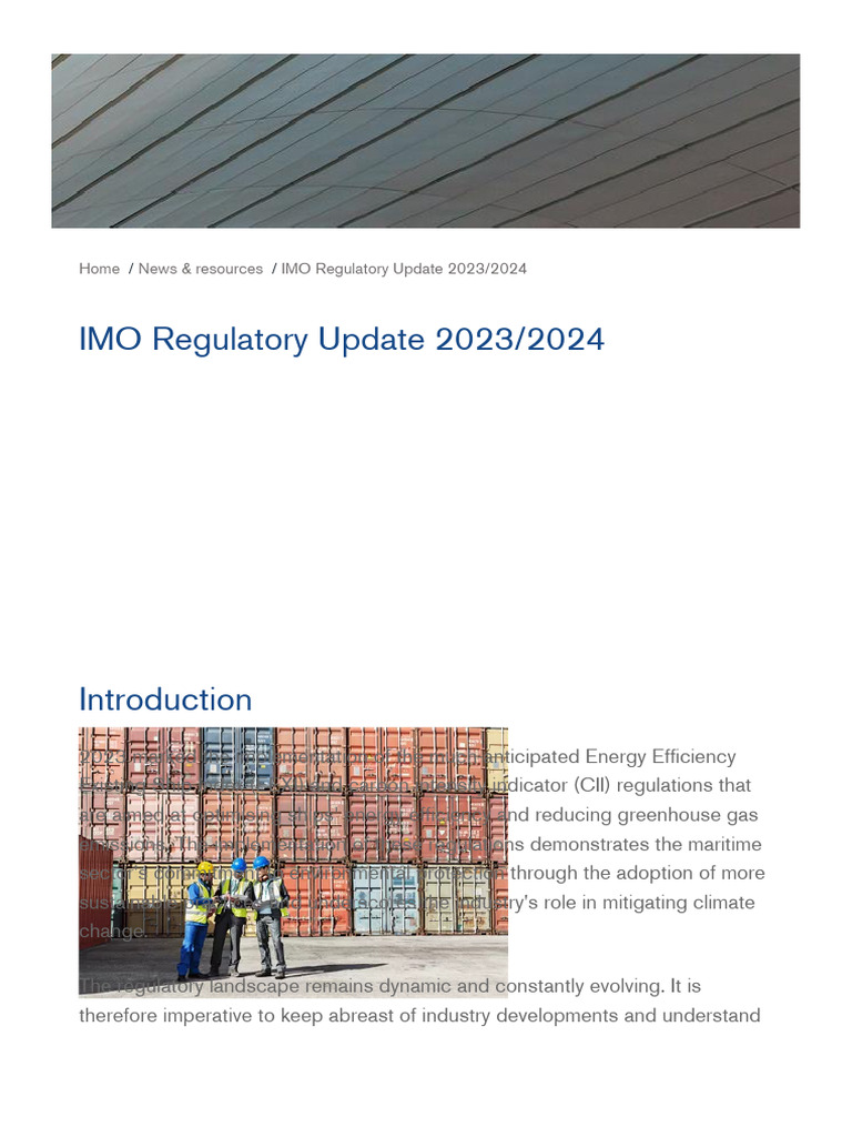 IMO Regulatory Update 2023-2024 | PDF | Shipping