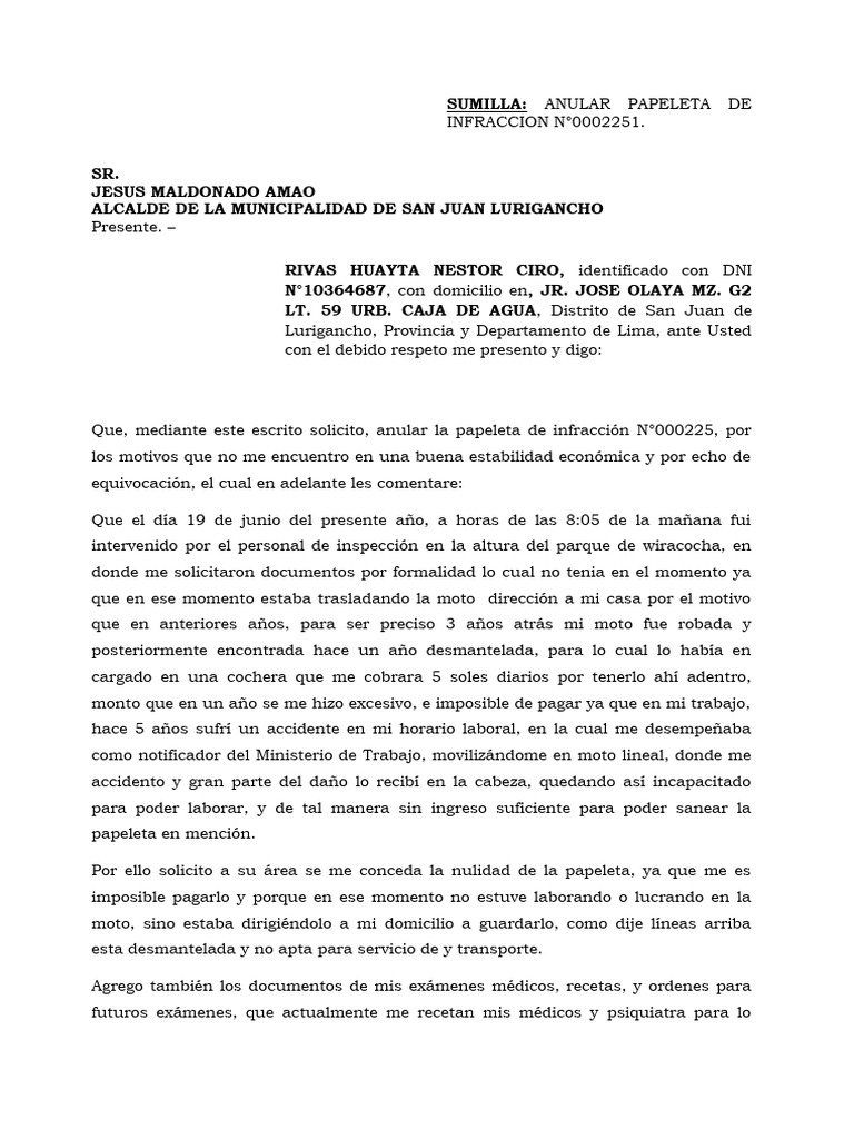 Solicito Anulacion | PDF