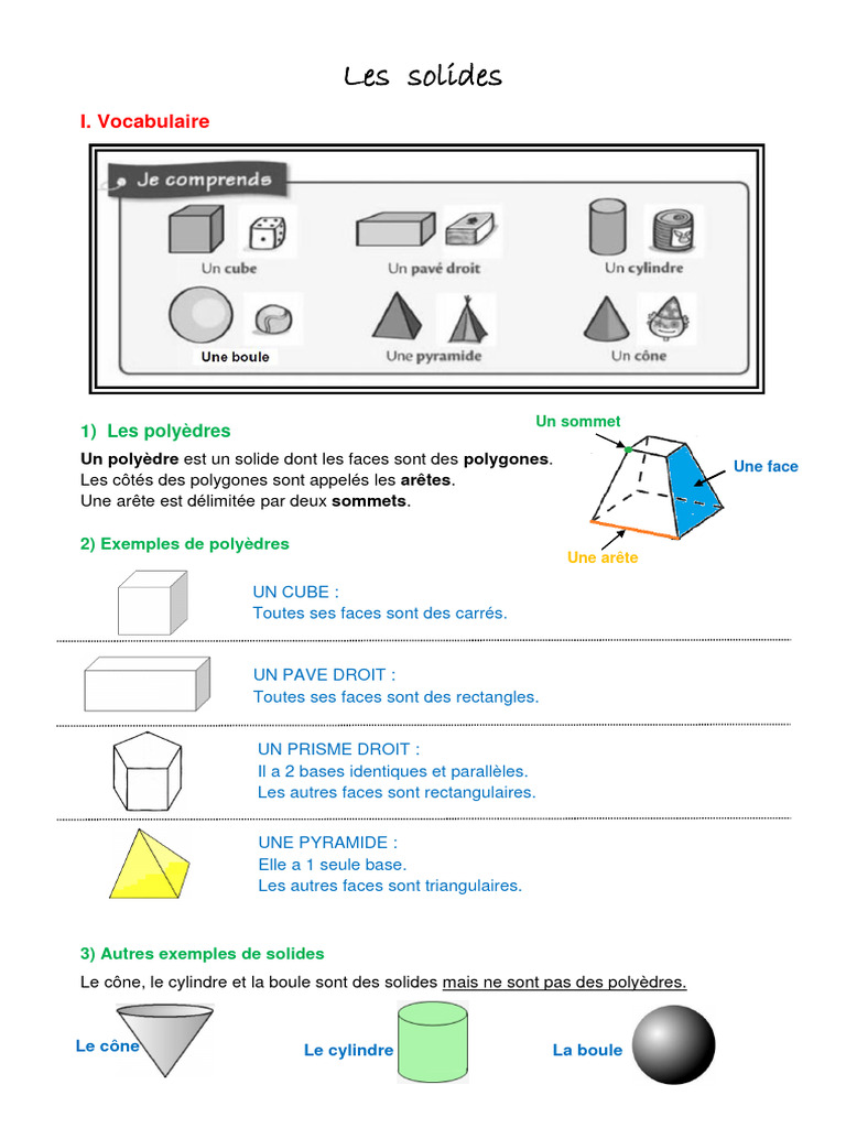 6° Solides COURS | PDF | Géométrie | Géométrie euclidienne