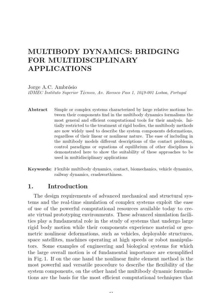 Multibody Dynamics Explain | PDF | Kinematics | Applied And ...