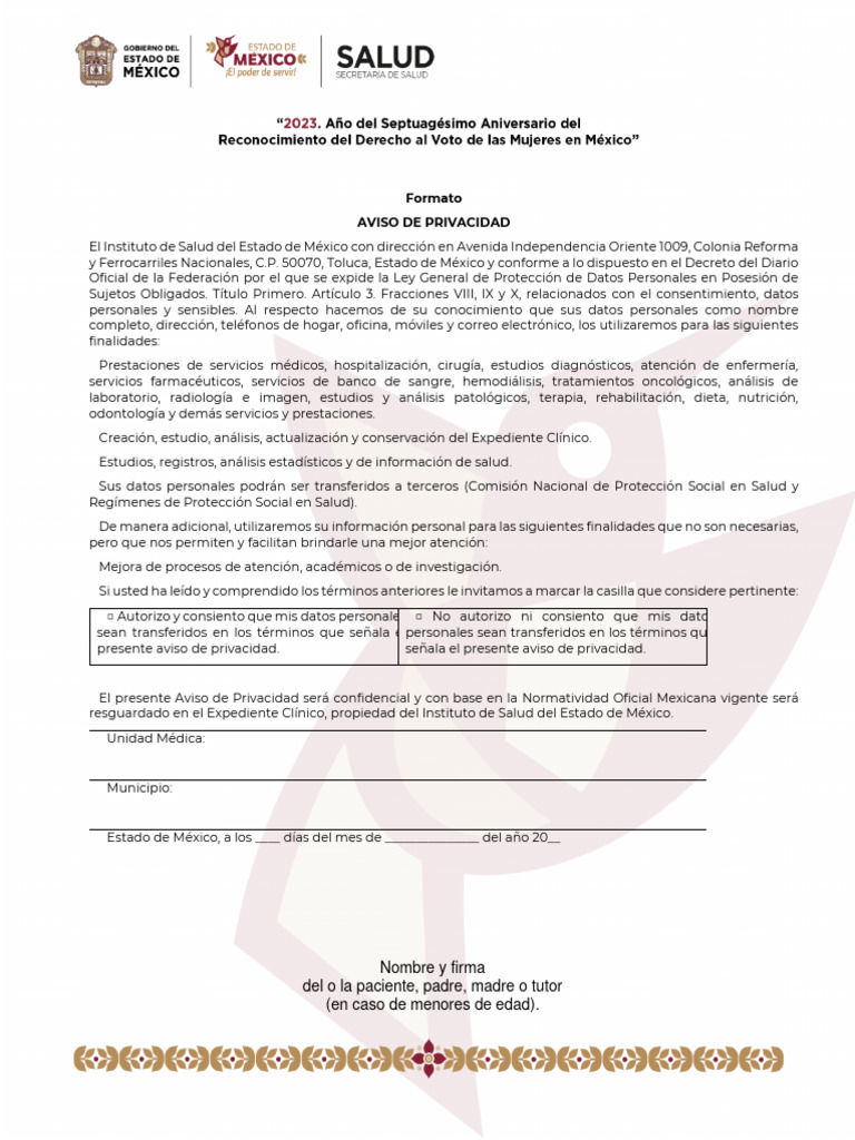 Formato 4 - Aviso de Privacidad | PDF | México | Privacidad