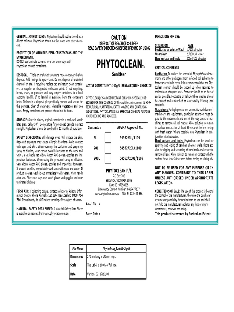 Phytoclean Label1-4 | PDF | Disinfectant