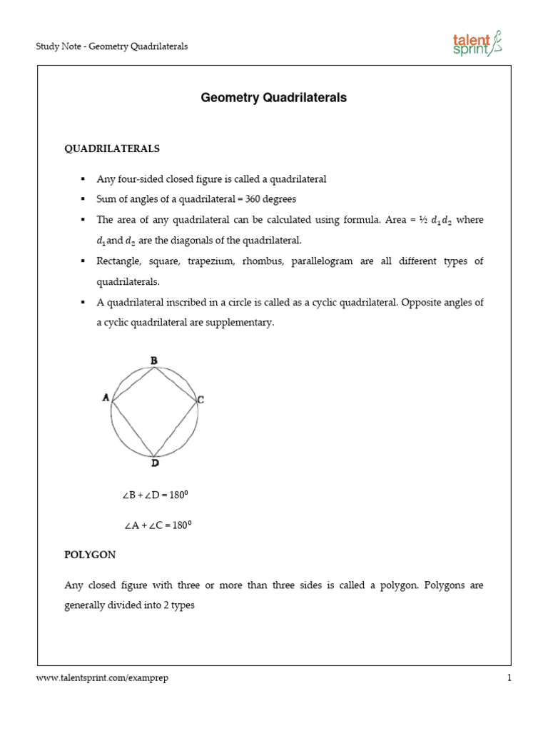 Geometry Quadrilaterals SN | PDF | Polygon | Convex Geometry