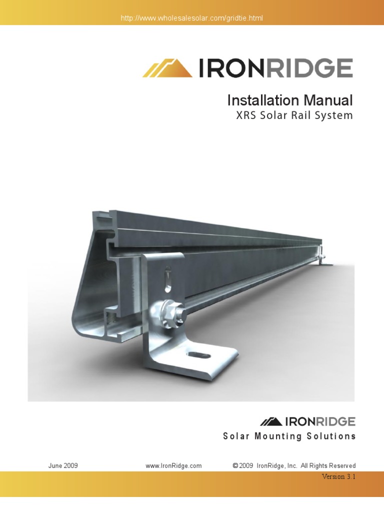 Installation Manual: XRS Solar Rail System | PDF | Screw | Photovoltaics
