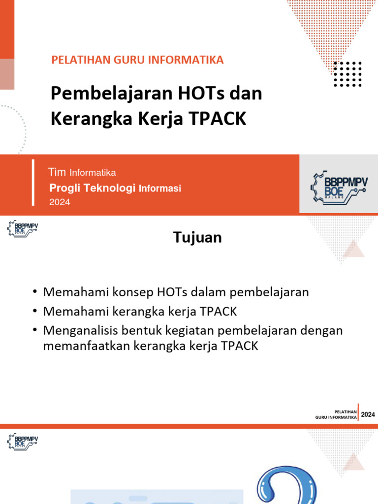 PPT - Pembelajaran HOTs Dan TPACK | PDF | Karier & Perkembangan
