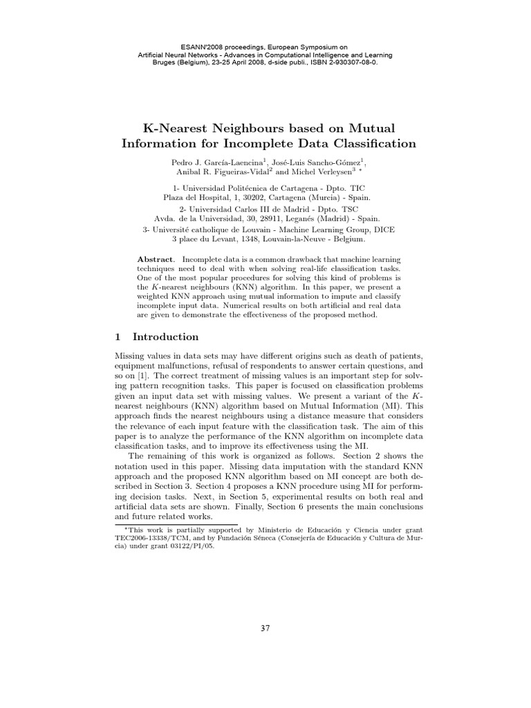 K_nearest_neighbours_based_on_mutual_inf | PDF | Statistical Classification | Algorithms