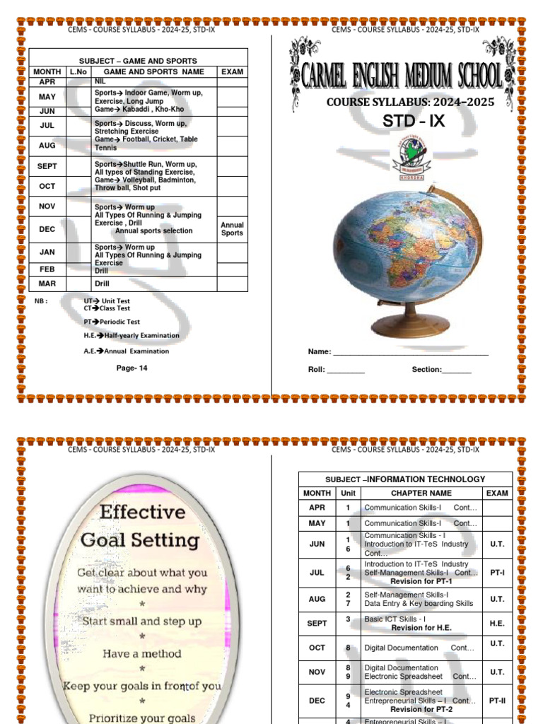 STD IX - Syllabus - 2024 2025 | PDF | Geometry