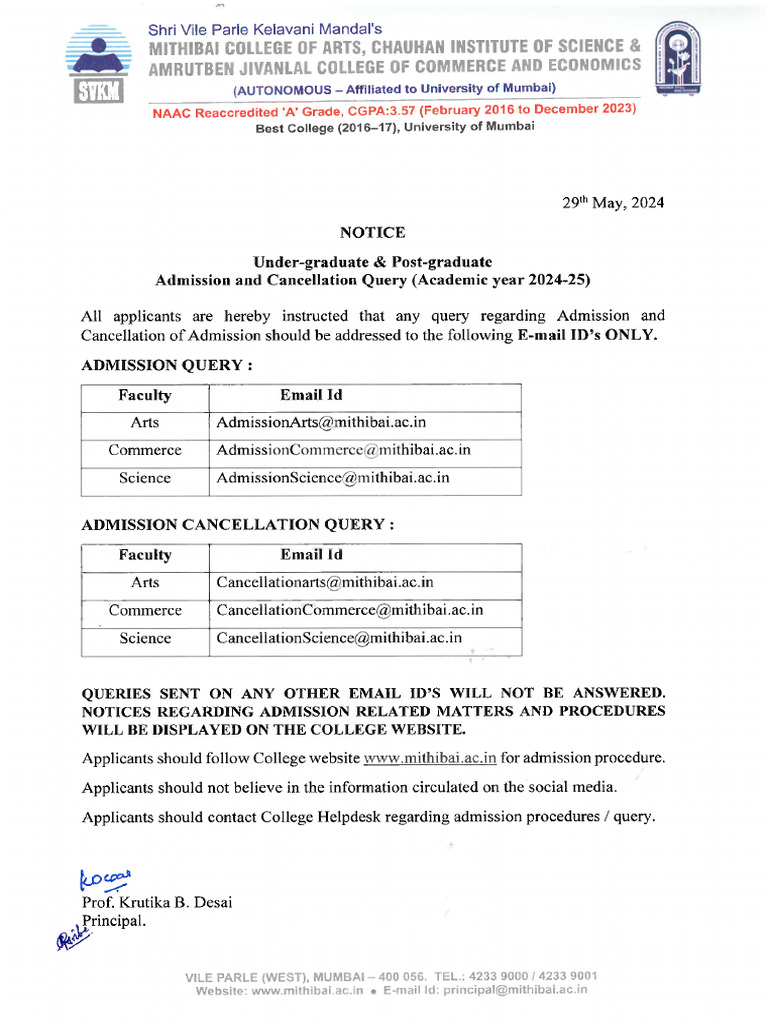 Notice Regarding Admission Cancellation of Admission 1 | PDF