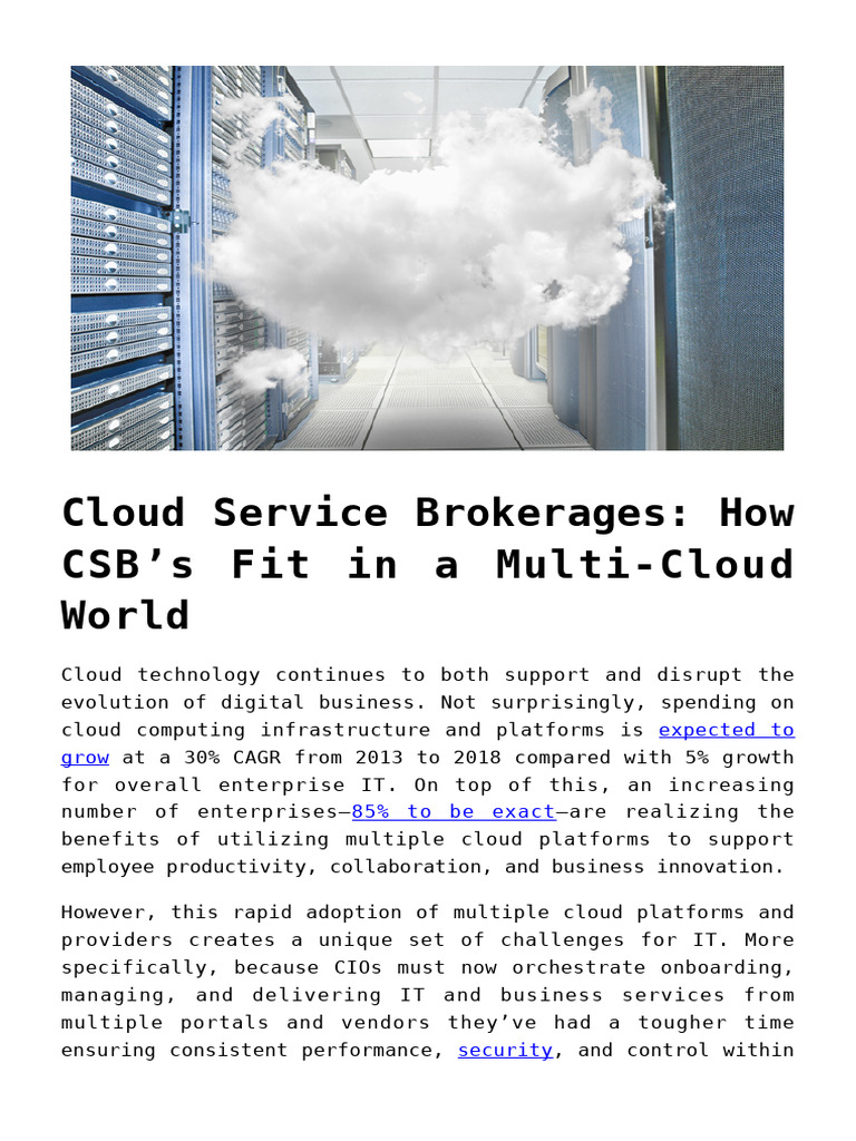 Cloud Service Brokerages HowCSB's Fit in A Multi-CloudWorld | PDF ...