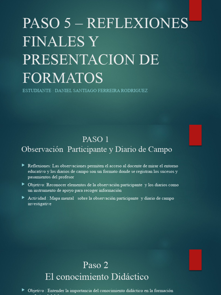 PRESENTACION DIDACTICA PASO 5 | PDF | Maestros | Enseñando