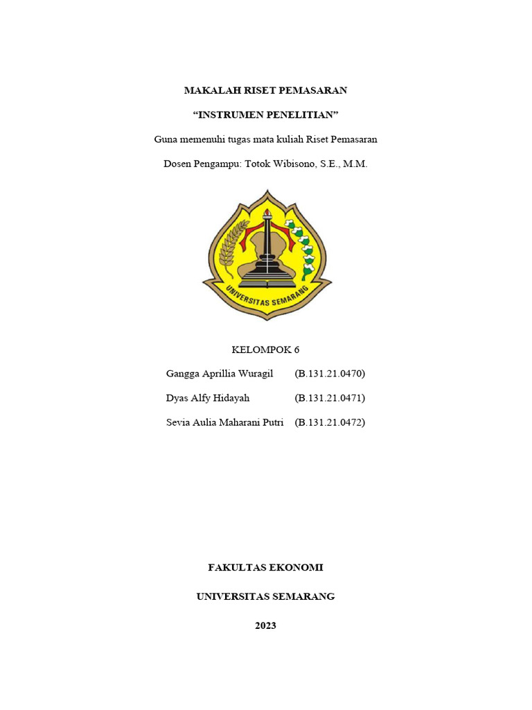 Instrumen Riset Pemasaran | PDF