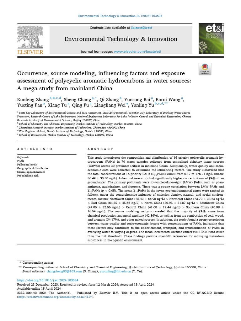 Occurrence Source Modeling Influencing Factors and Expo 2024 Environmental | PDF | Polycyclic ...