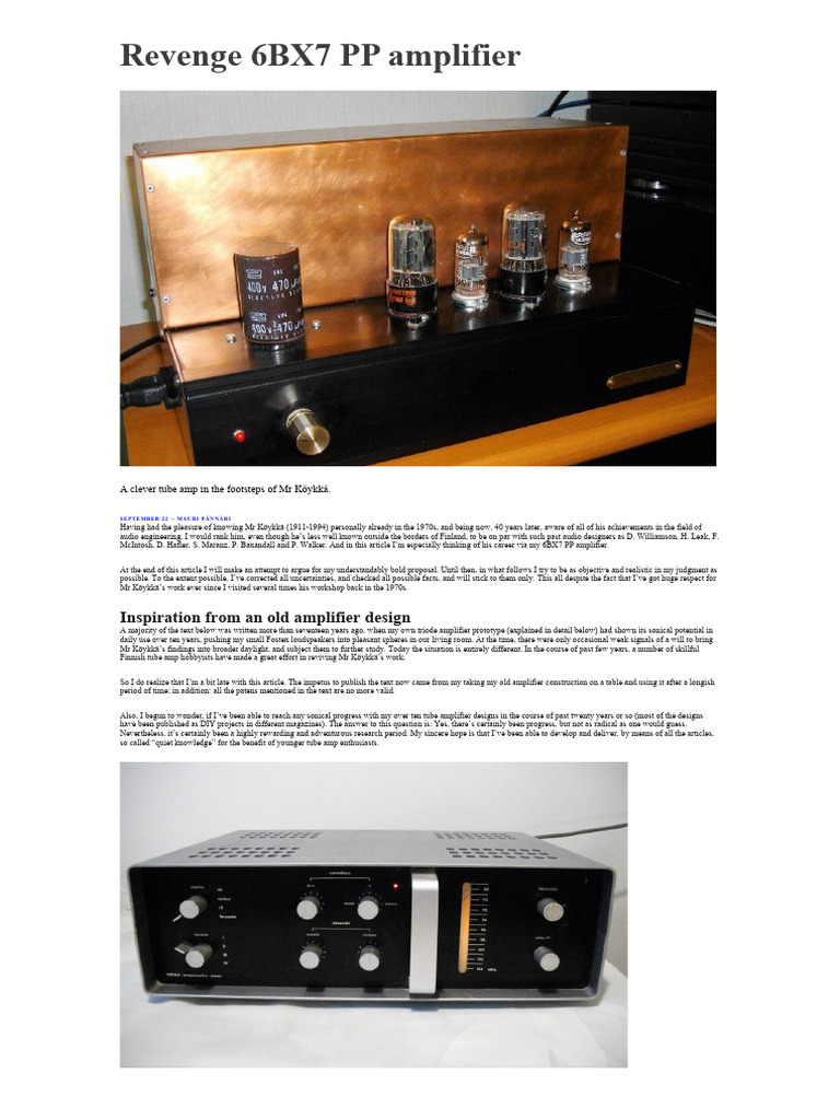 Revenge 6BX7 PP Amplifier | PDF | Amplifier | Transformer