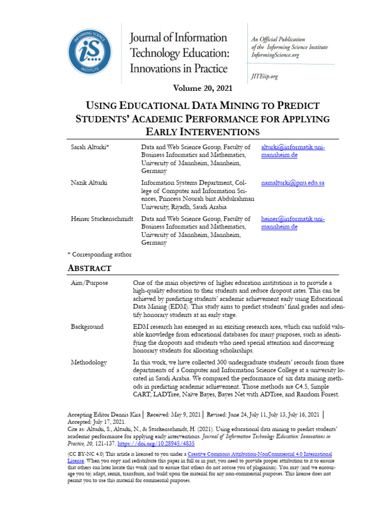 Using Educational Data Mining To Predict Students | PDF | Bayesian Network | Applied Mathematics