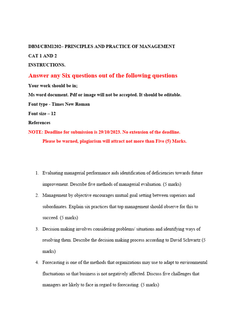 PPM Cat One and Two | PDF | Behavior | Forecasting