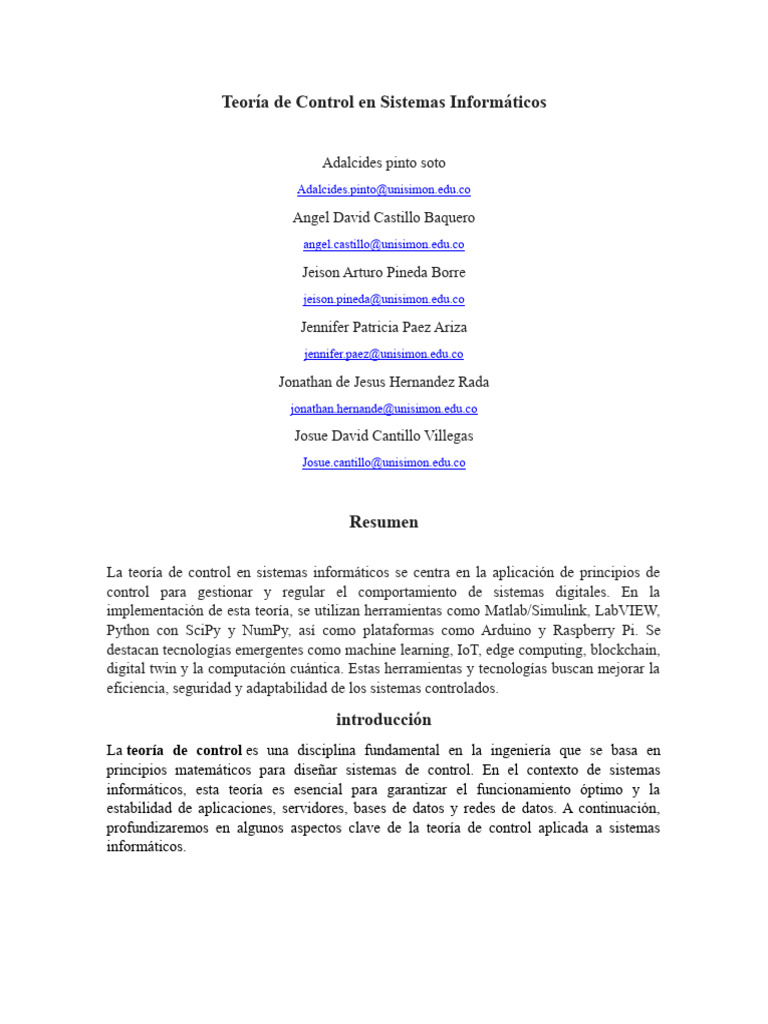 Teoría de Control para Sistemas Informáticos | PDF | Software | Teoría ...