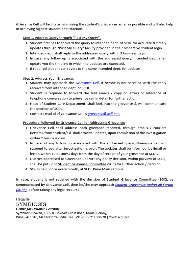 Grievance Cell | PDF