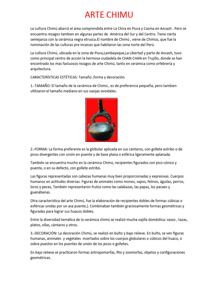 La Cultura Chimú Abarcó El Área Comprendida Entre La Chira en Piura y ...