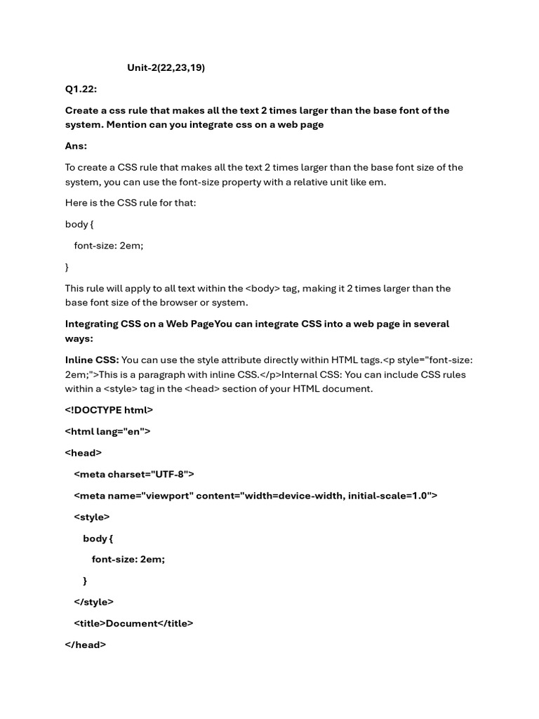 Unit Previous 3 Years Solution Web Tech | Download Free PDF | Html Element | World Wide Web ...