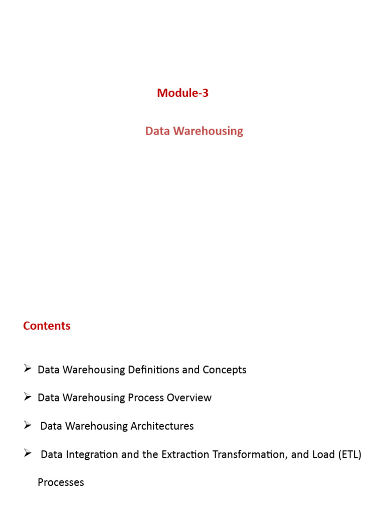 Module 3 - Datawarehousing | PDF | Data Warehouse | Databases