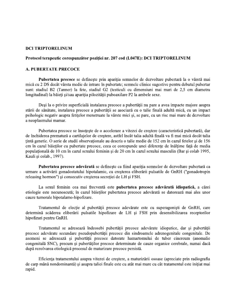 Protocol 2021 Pubertate Precoce-Triptorelinum | PDF