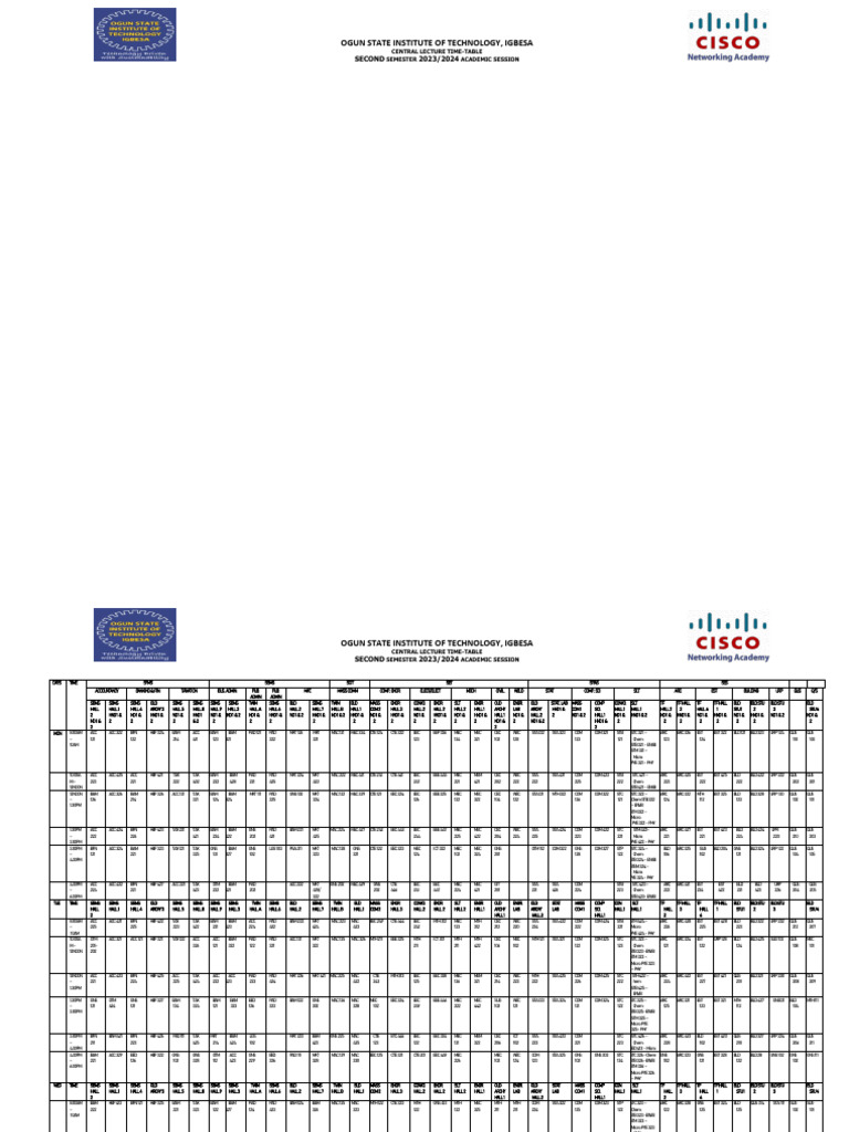 Second Semester 2024 Central Time Table-1 | PDF