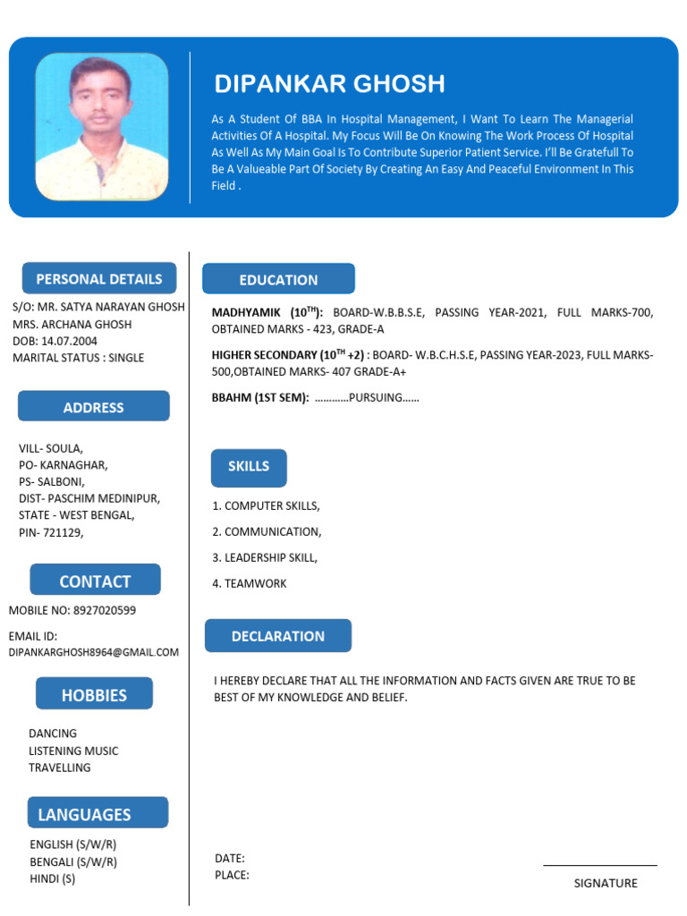 Dipankar Ghosh BIODATA | PDF