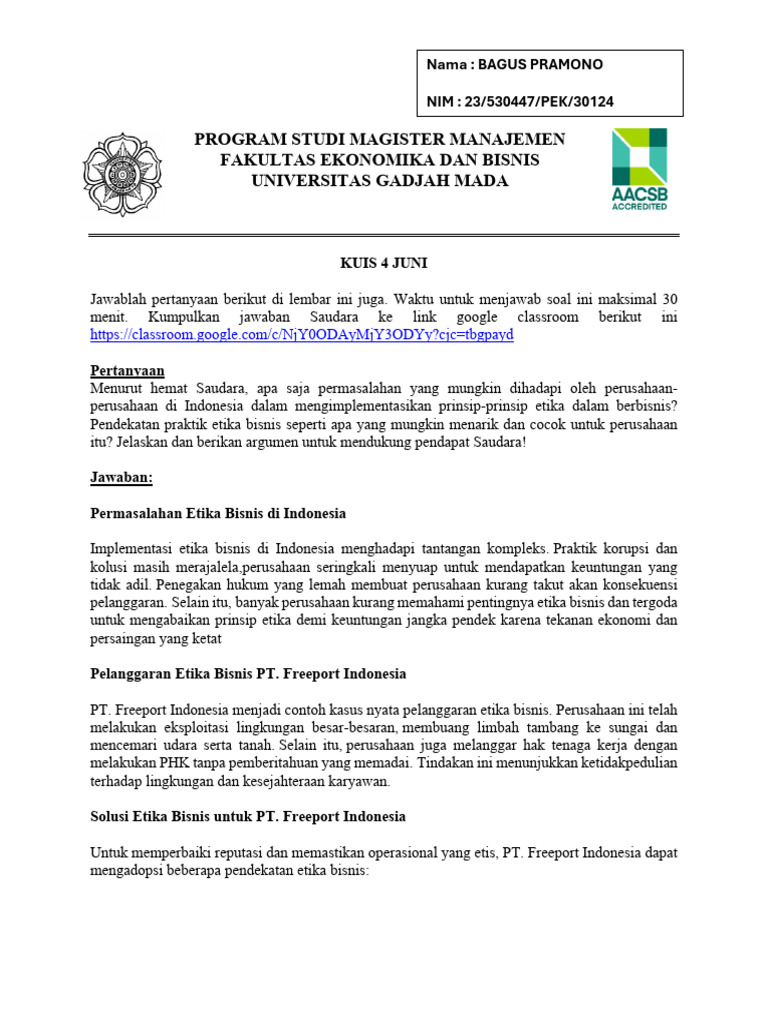 Bagus Pramono - Kuis 4 Juni | PDF